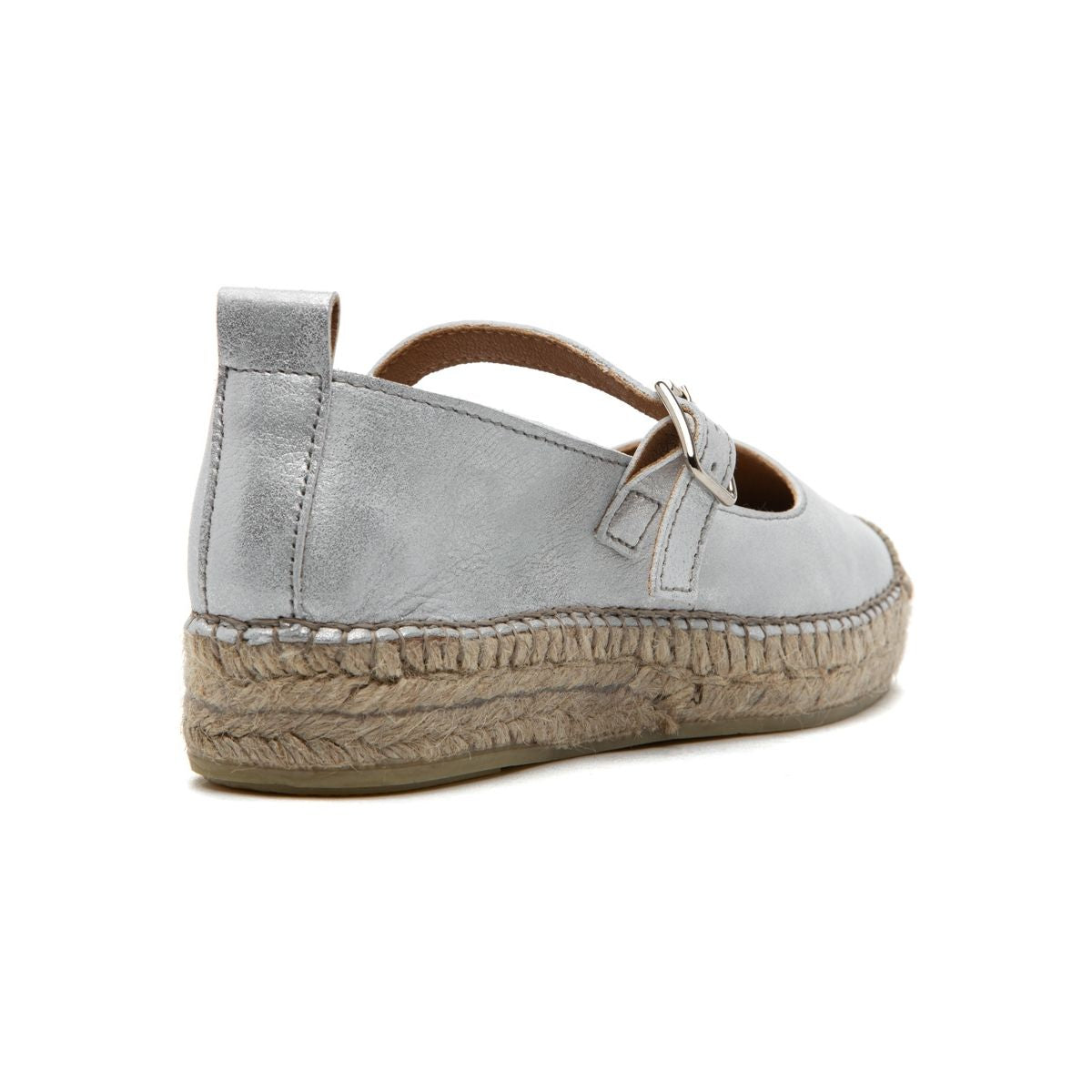 Francine Mary Jane Espadrille Silver Leather – 275 Central